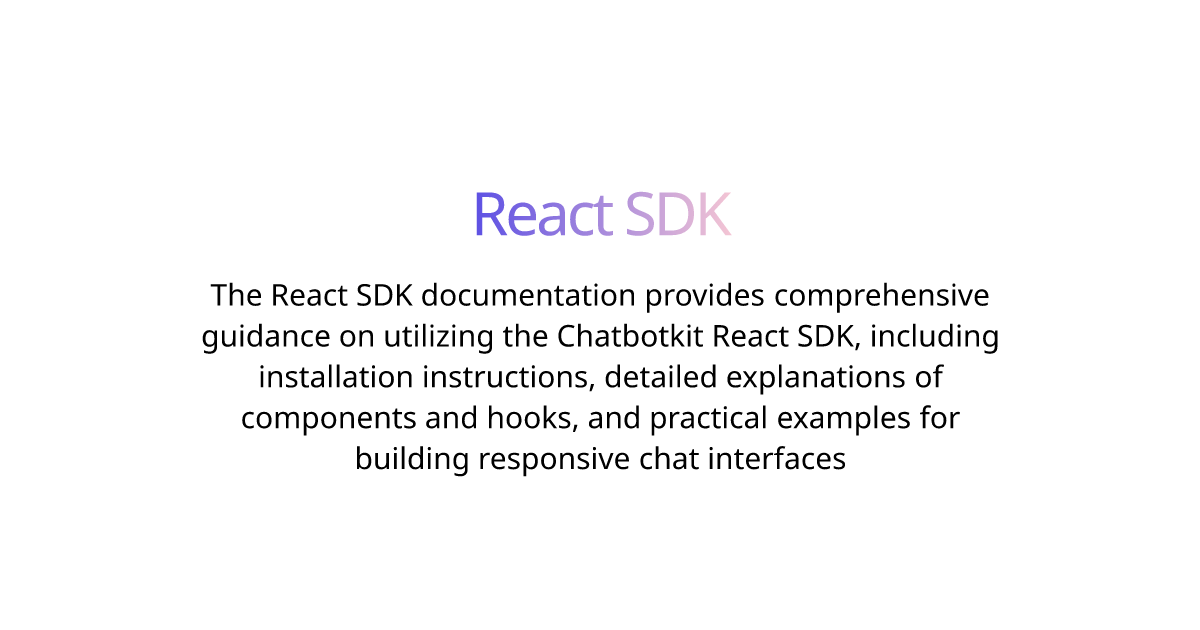 React SDK React SDK